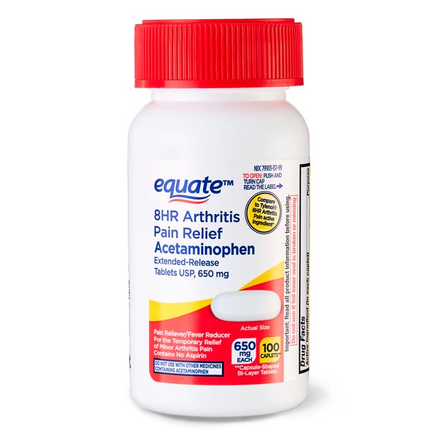 Equate 8HR Pain Relief Acetaminophen, Extended Release Tablets, 650 mg ...