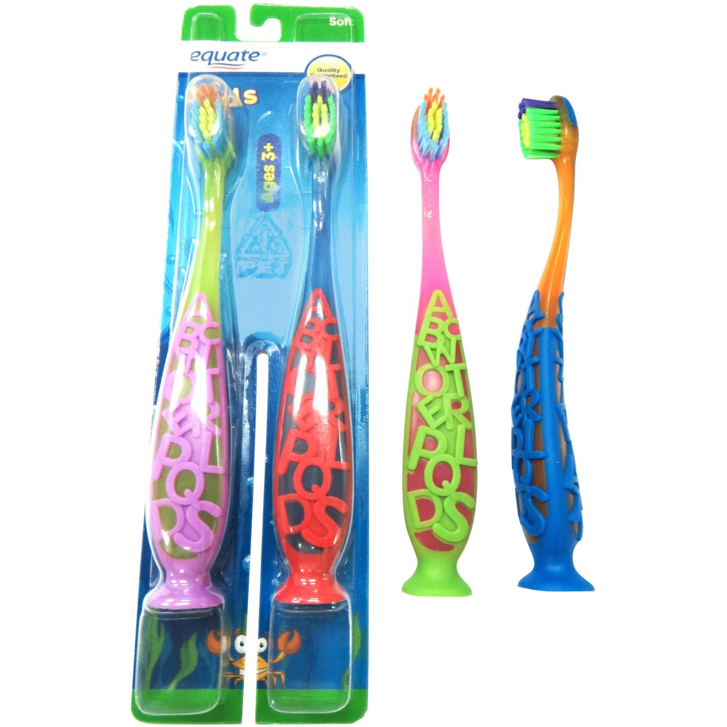 Equate ABC Toothbrushes, Soft, 2 count - Walmart.com