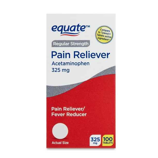 Equate Acetaminophen Pain Reliever Regular Strength, Coated Tablets ...