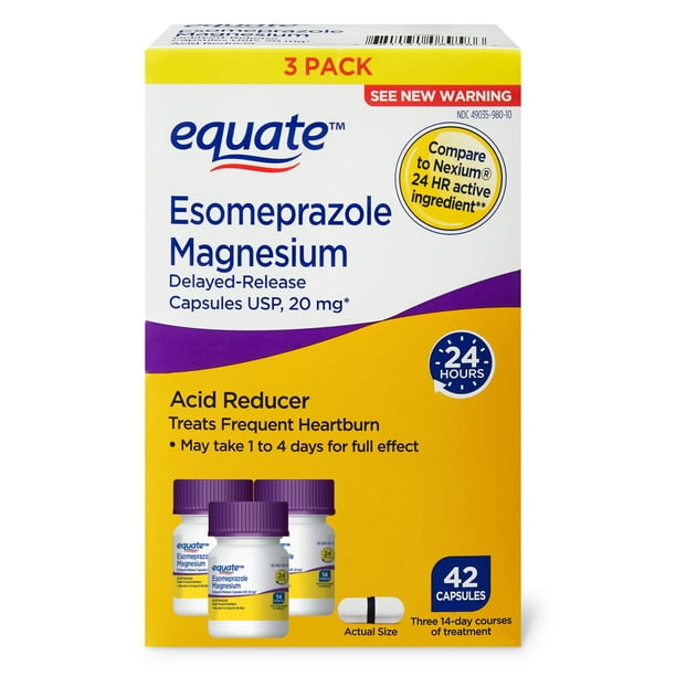 Equate Acid Reducer Esomeprazole Magnesium Delayed-Release Caps, 20mg ...