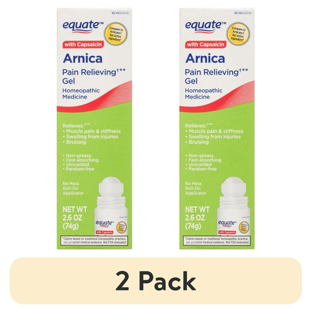 (2 pack) Equate Amicare Arnica Pain Relieving Gel with Capsaicin, 2.6 oz for Muscle Pain and ...