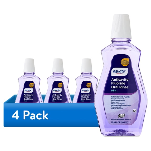 (4 pack) Equate Anticavity Fluoride Oral Rinse, Mint, 1 L - Walmart.com