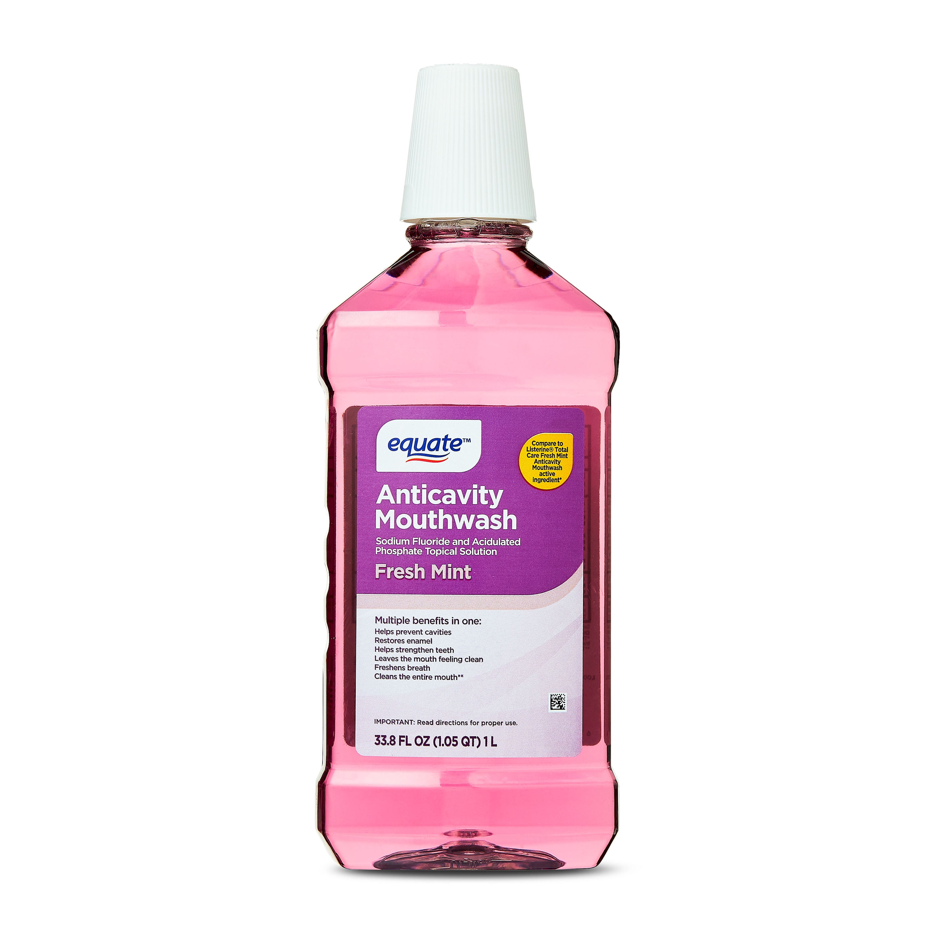 Equate Anticavity Mouthwash for Bad Breath & Cavity Protection, Fresh ...