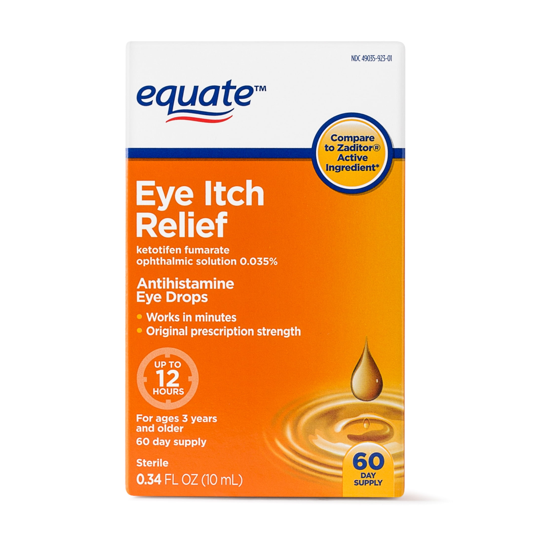 Equate Antihistamine Itch Relief Eye Drops, 0.34 fl oz HSA/FSA Eligible ...