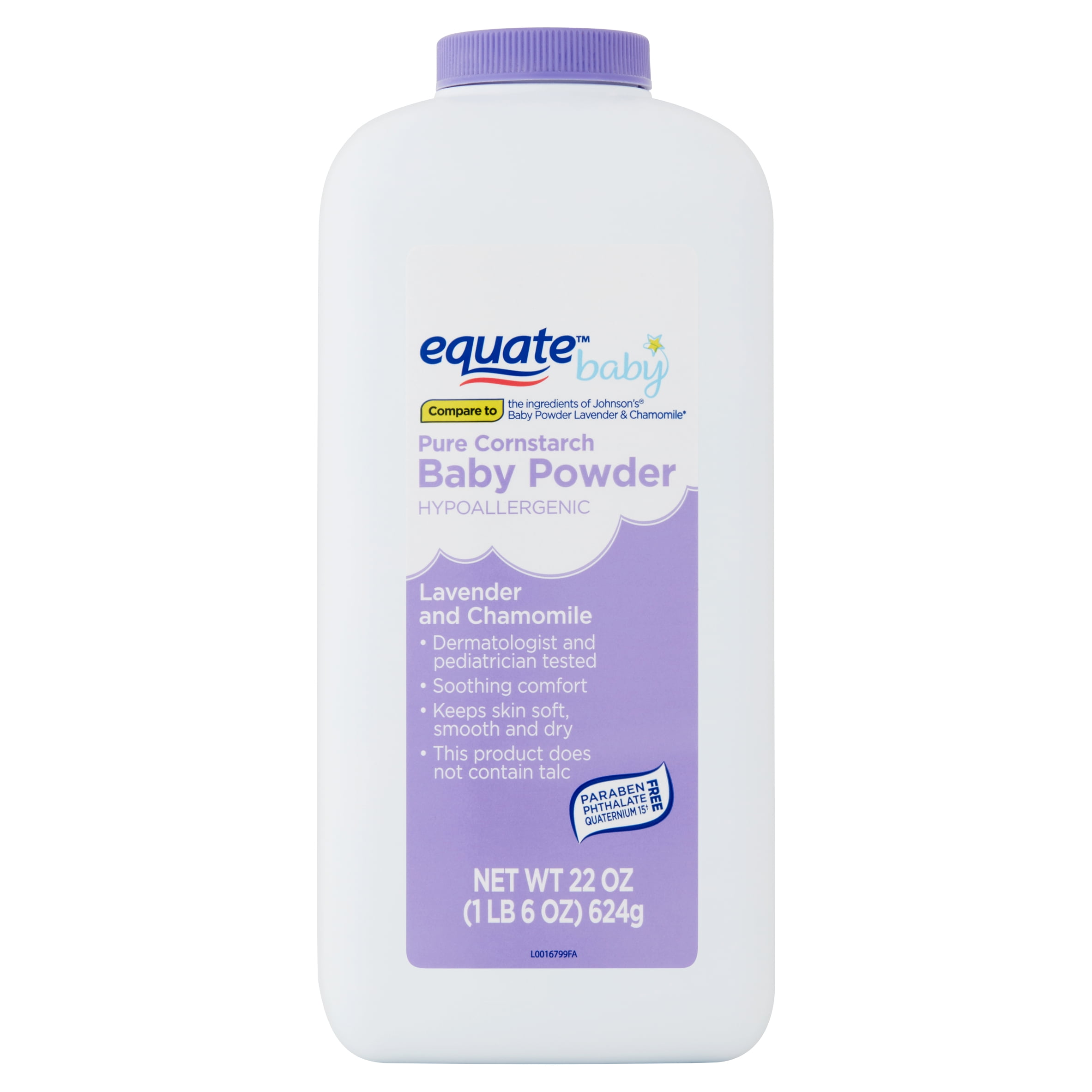 Equate Pure Cornstarch Baby Powder with Lavender and Chamomile, 22 oz ...
