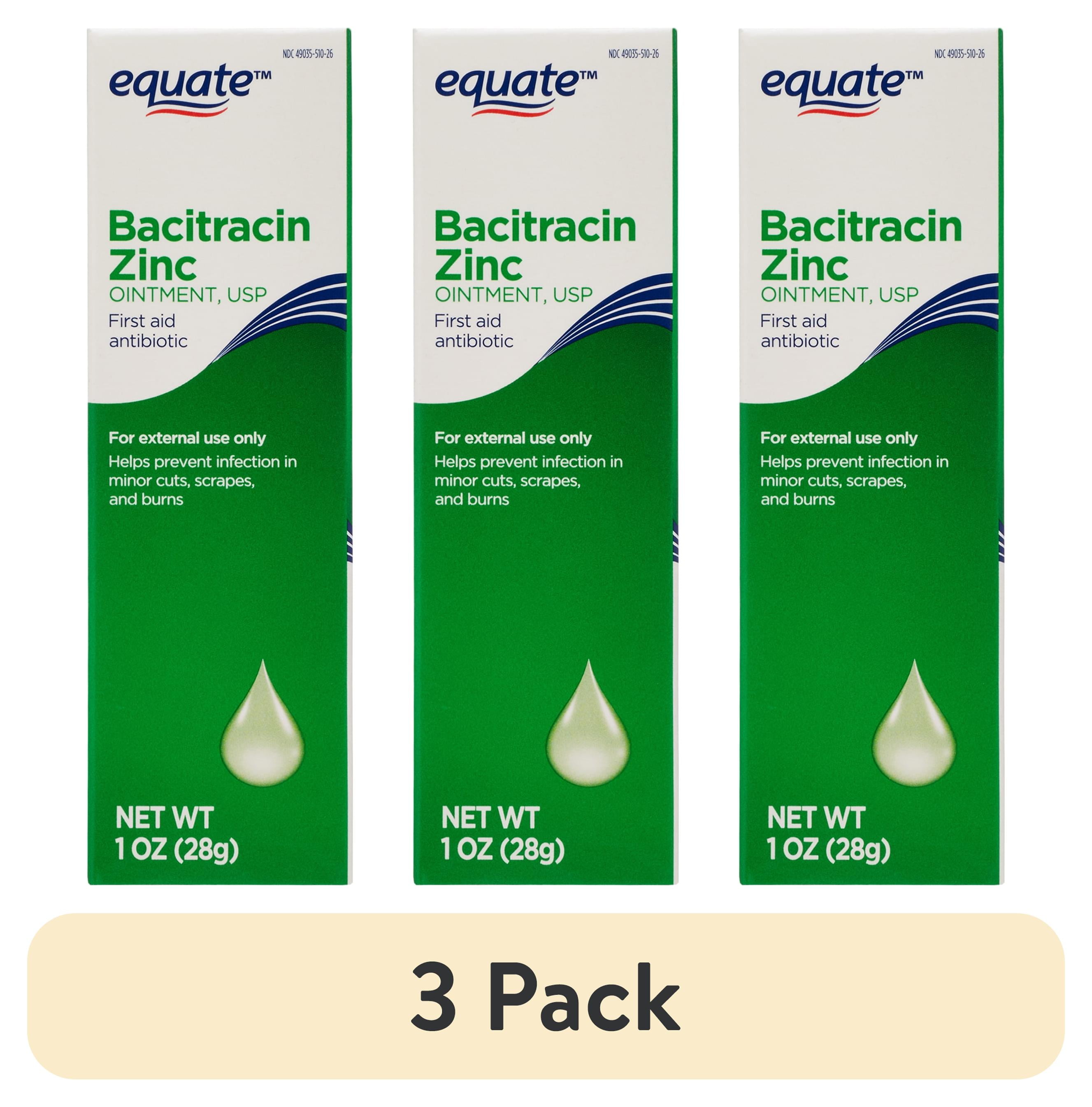 (3 pack) Equate Bacitracin Zinc USP Ointment, First Aid Antibiotic, 1 ...