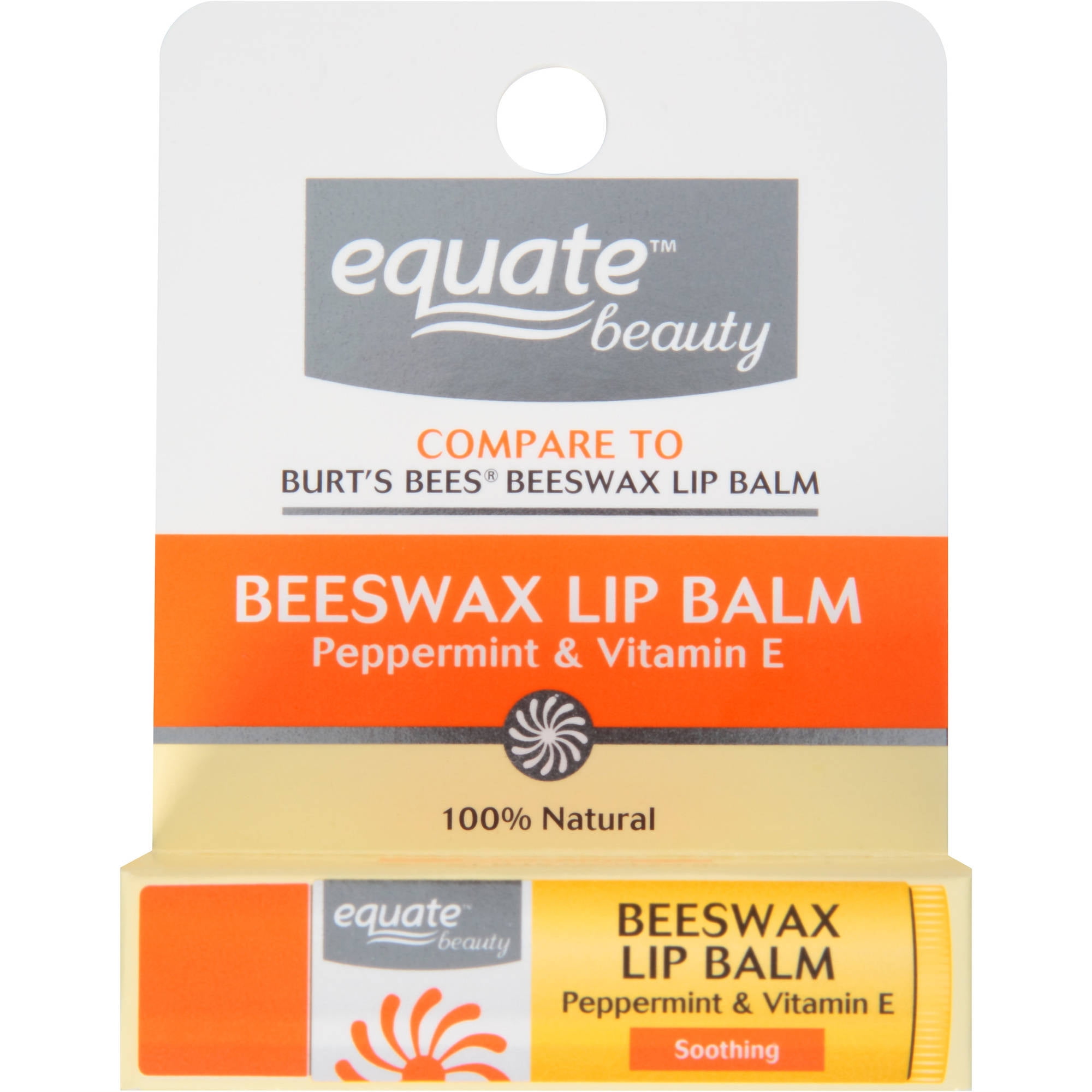 Equate Beauty Beeswax Lip Balm, Peppermint & Vitamin E, 0.12 Oz ...