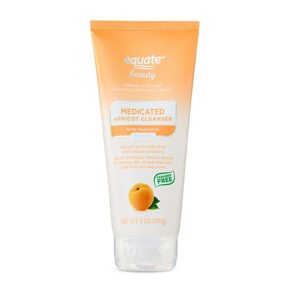 Equate Beauty Medicated Apricot Cleanser Acne Medication, 6 oz ...