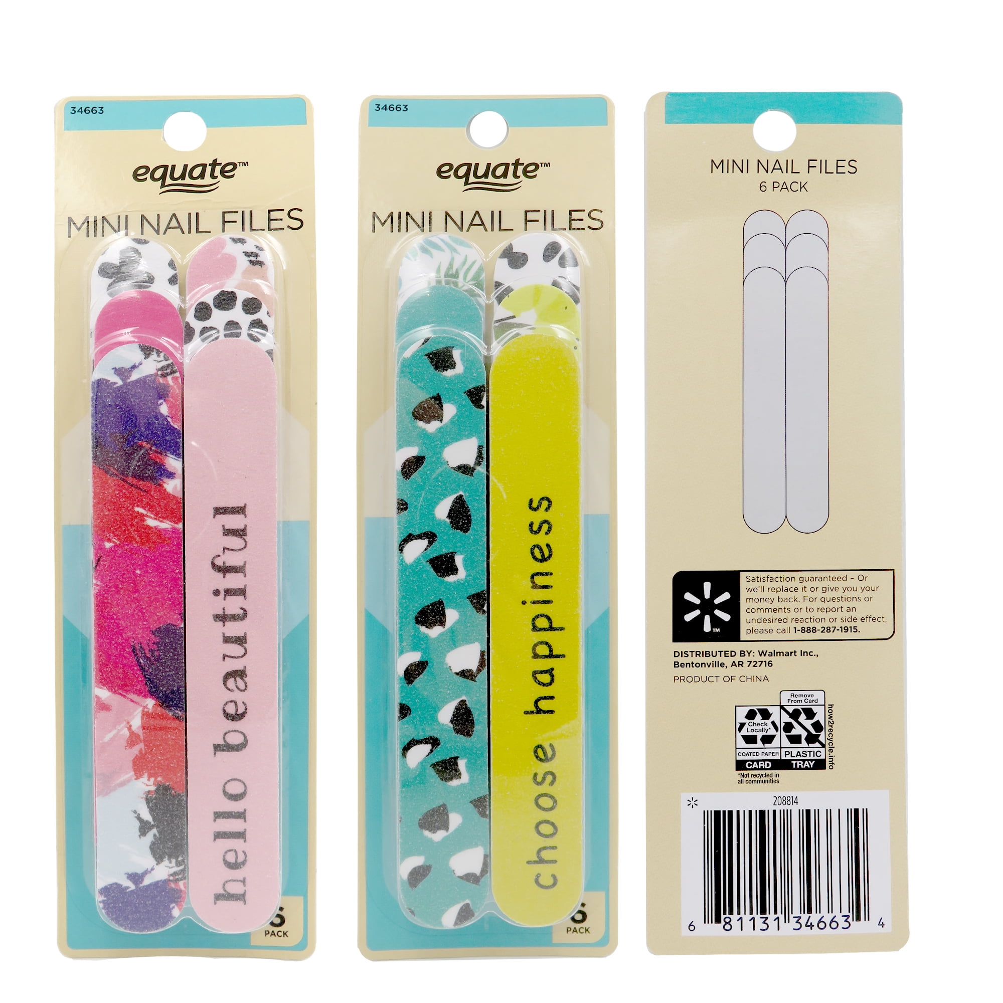 Equate Mini Nail Files, Assorted, 6 Pack - Walmart Business Supplies