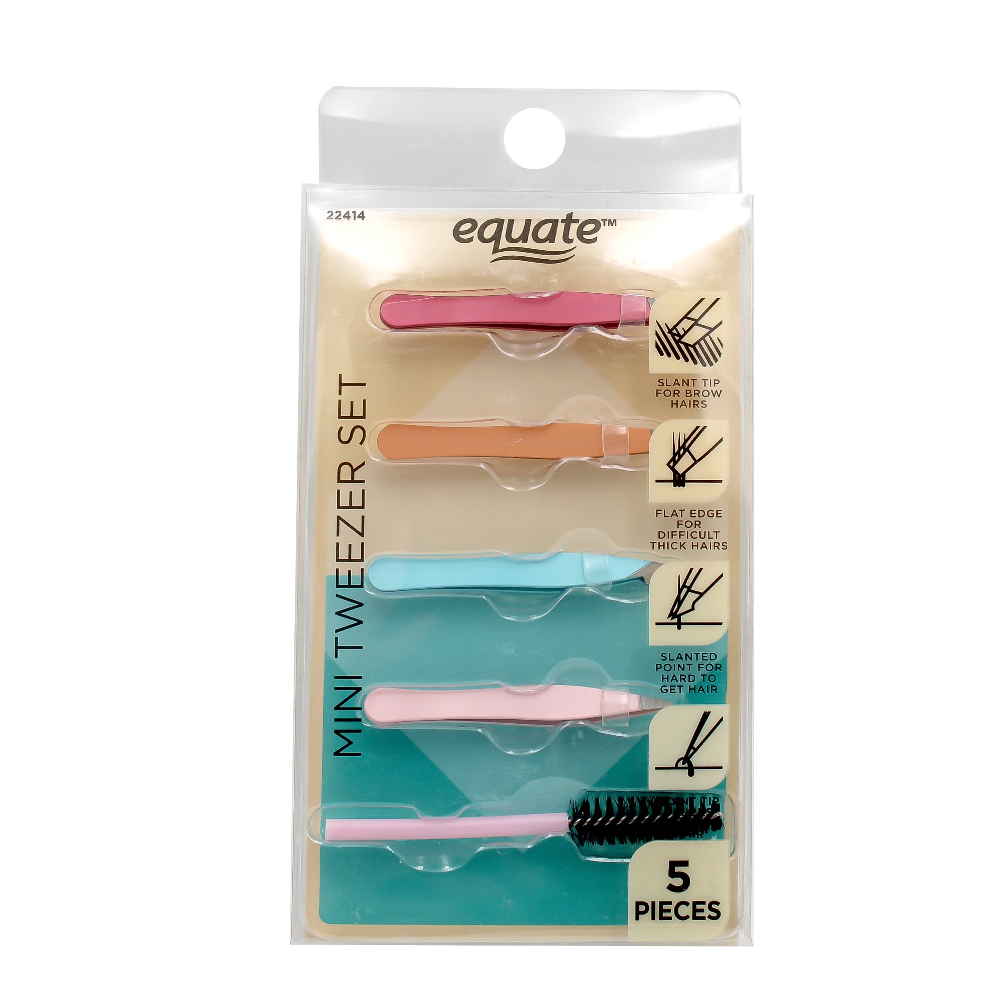 Equate Personal Care Hair Grooming Mini Tweezers Set, 4 Count - Walmart ...