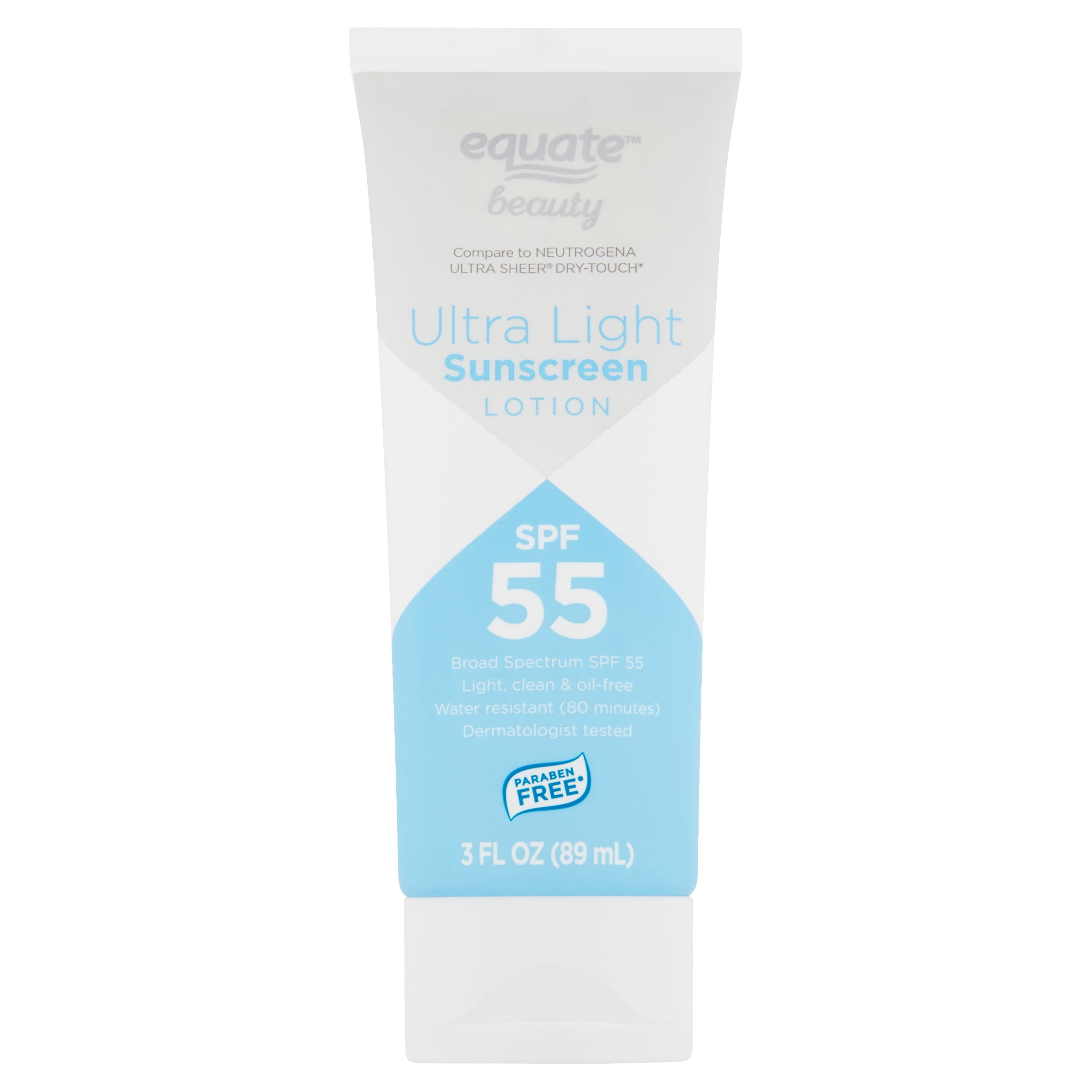 Equate Beauty Ultra Light Broad Spectrum Sunscreen Lotion, SPF 55, 3 fl ...