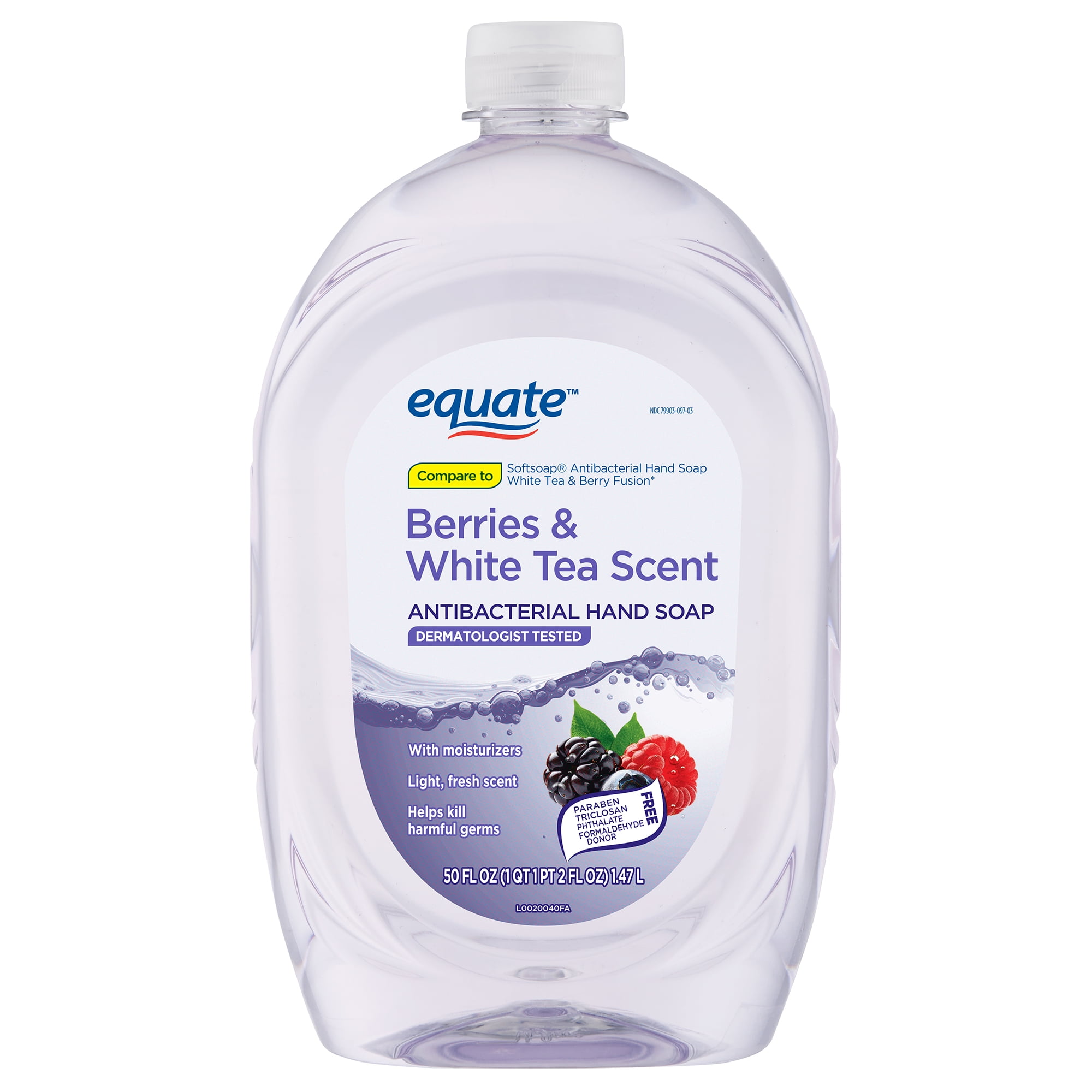 Equate Berries & White Tea Scent Antibacterial Liquid Hand Soap, 50 fl ...
