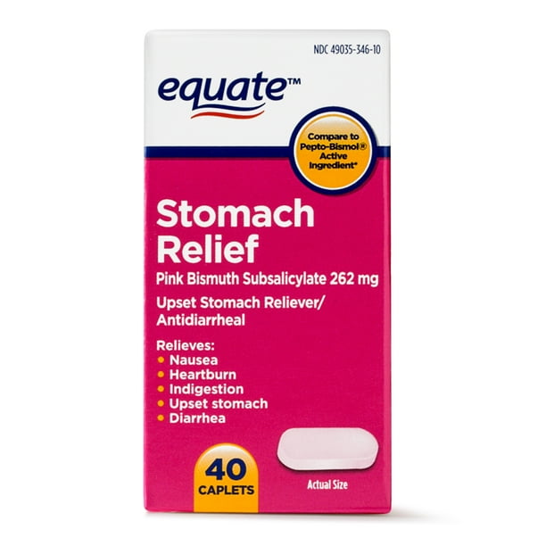 Equate Bismuth Caplets for Adult Stomach Relief, 262 mg, 40 Ct ...