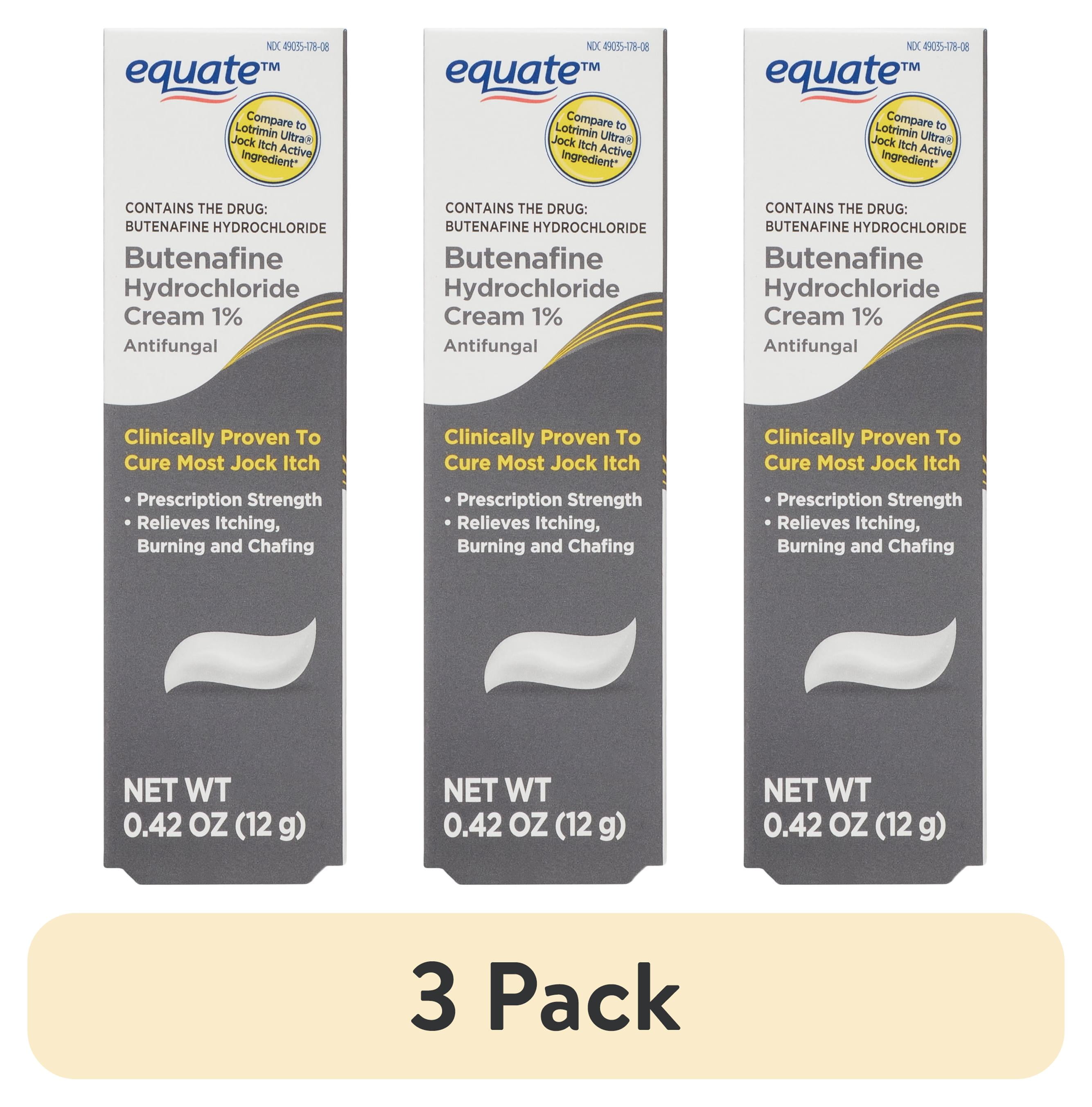 (3 pack) Equate Jock Itch Butenafine Hydrochloride 1% Antifungal Cream ...