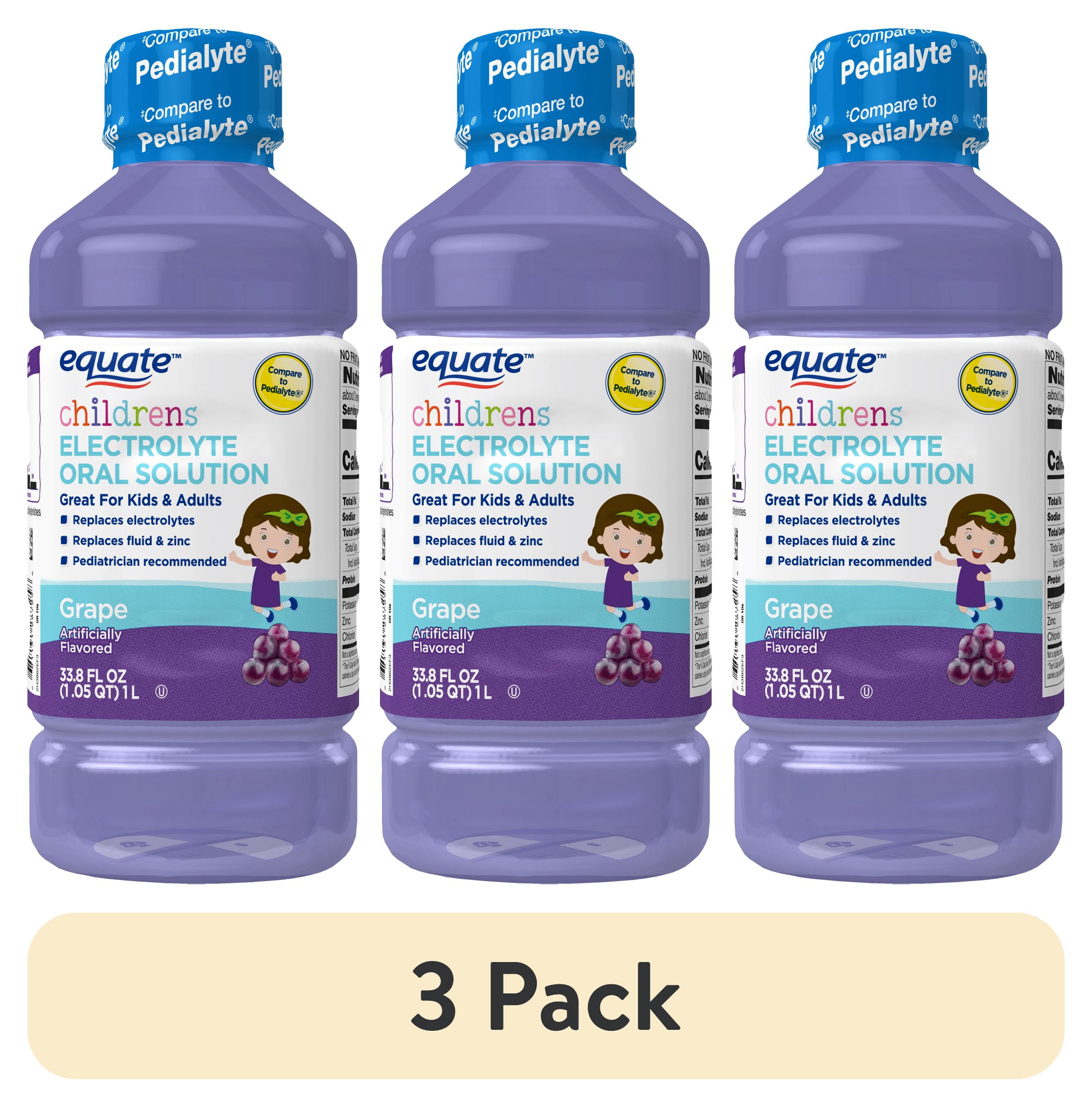 (3 pack) Equate Children's Electrolyte Oral Solution, Grape Flavor, 33. ...