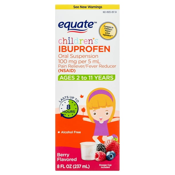 Equate Children's Ibuprofen Oral Suspension, 100 mg per 5 mL, Berry, 8 ...