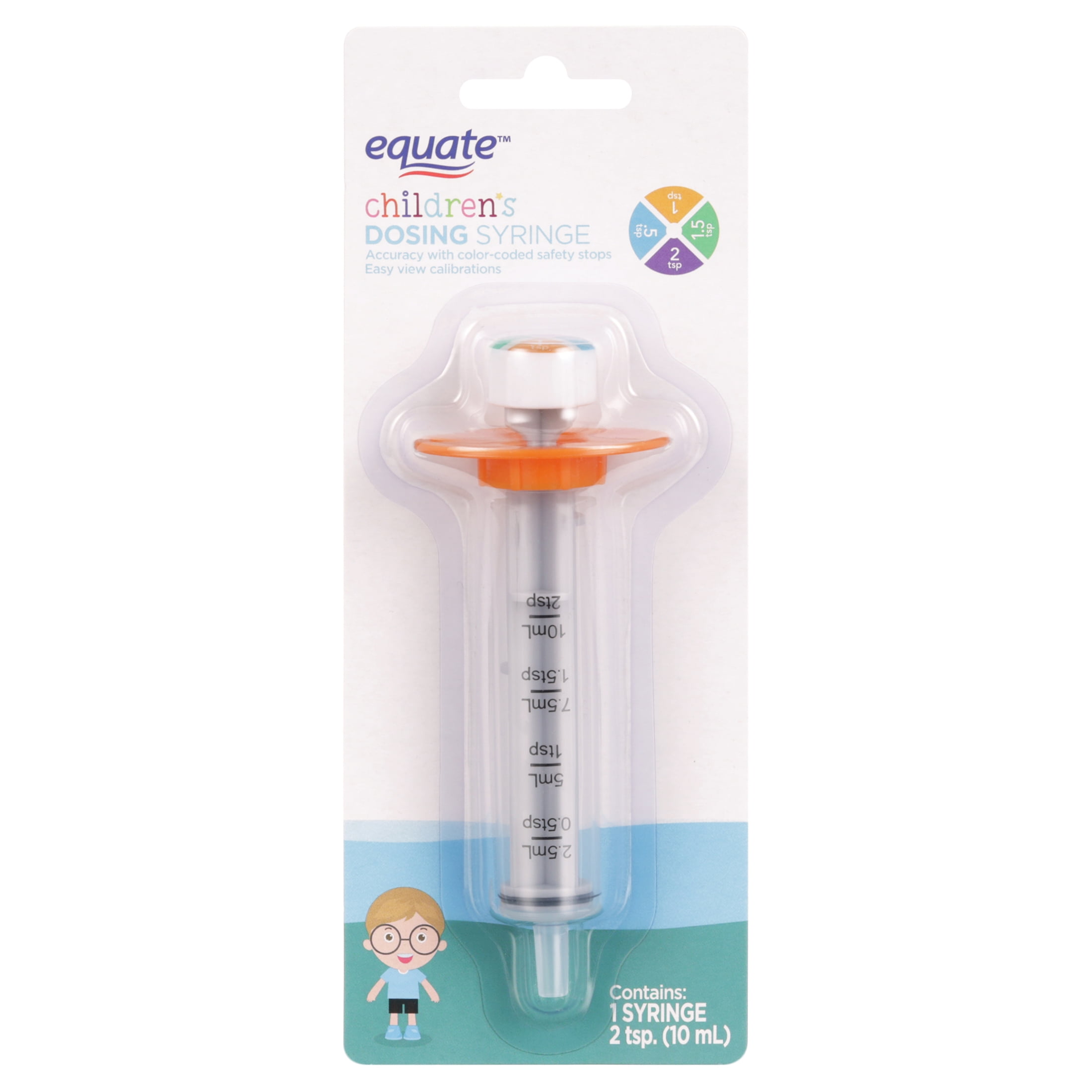 Equate Children's Medical Dosing Oral Syringe, 10 mL Capacity, Plastic ...