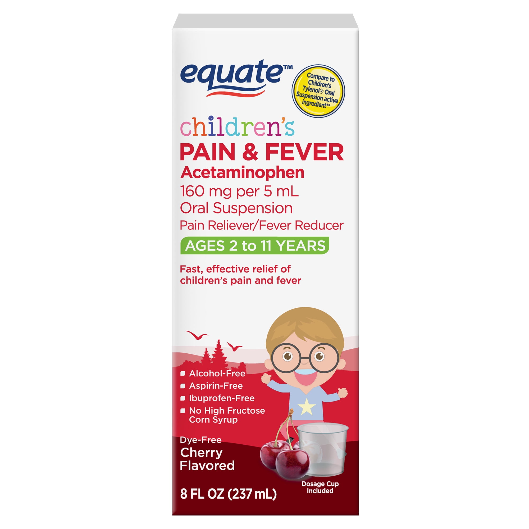 Equate Children's Pain and Fever, Acetaminophen 160 mg per 5 mL ...