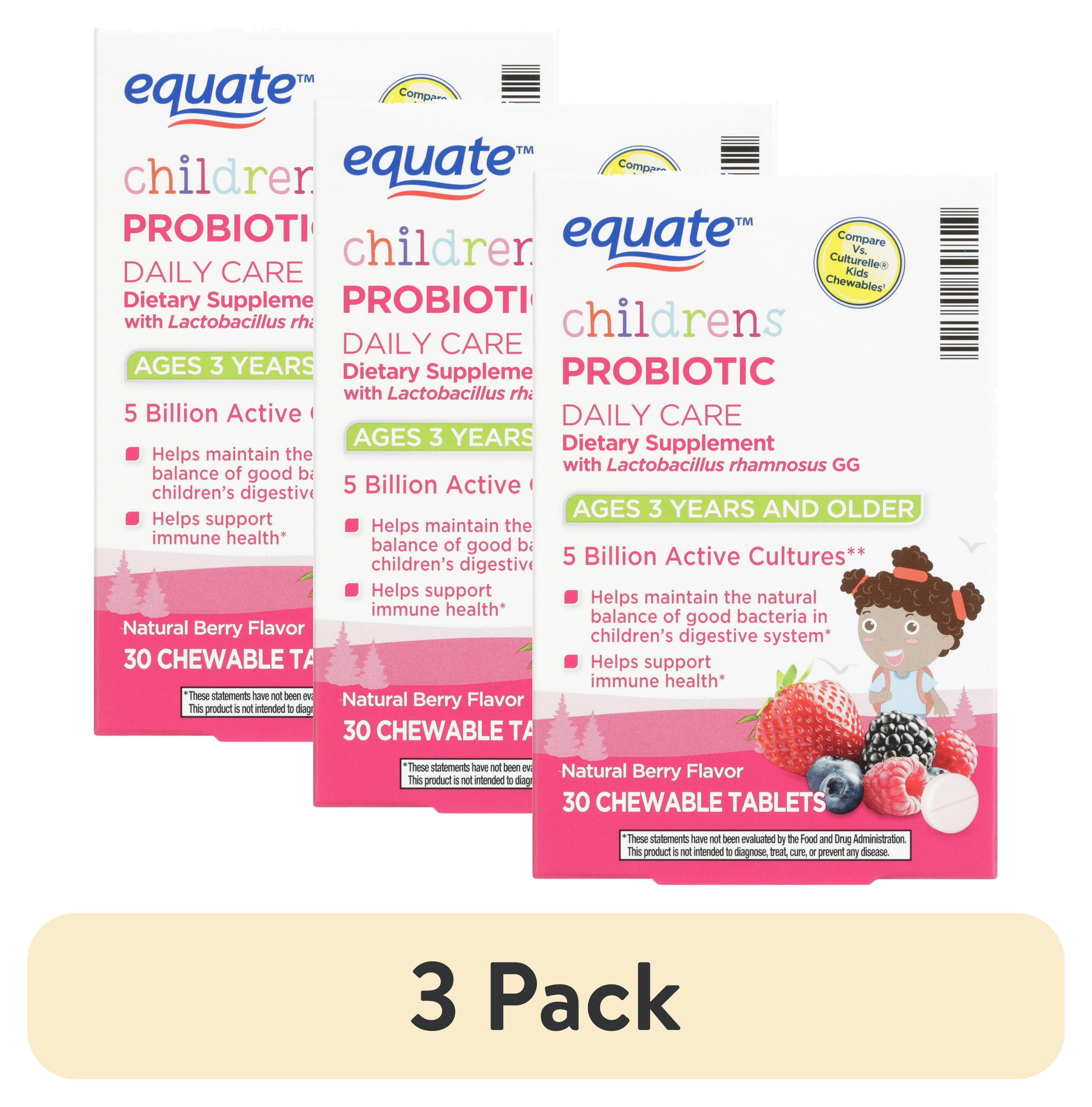 (3 pack) Equate Children's Probiotic Dietary Supplement Tablets, Berry ...