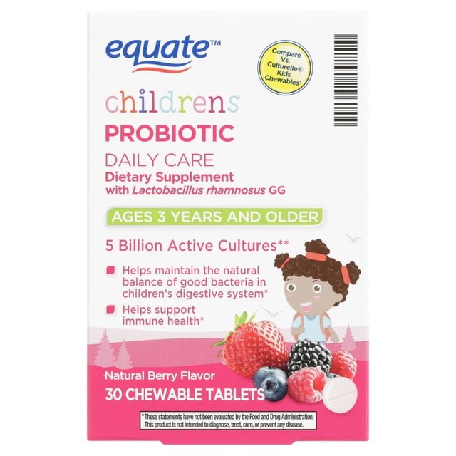 Equate Children's Probiotic Daily Care Dietary Supplement Chewable ...