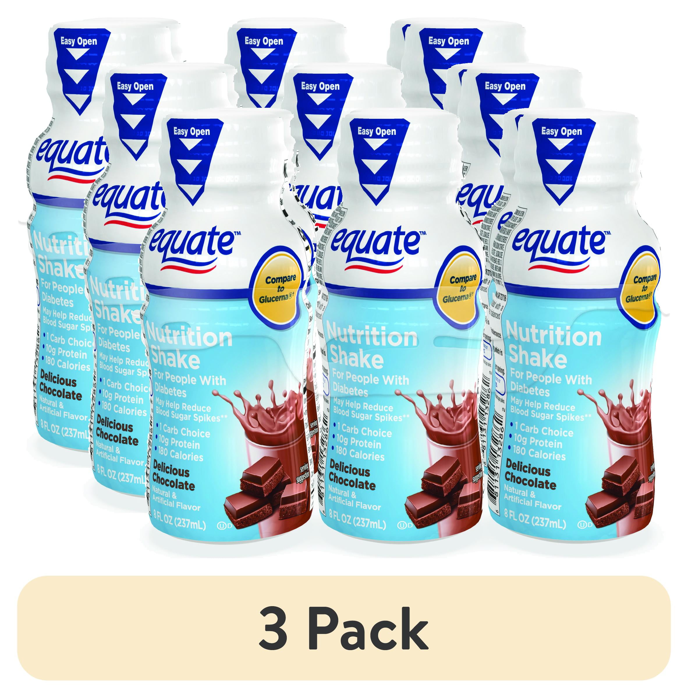 (3 pack) Equate Chocolate Nutrition Shake for People with Diabetes ,6 ...