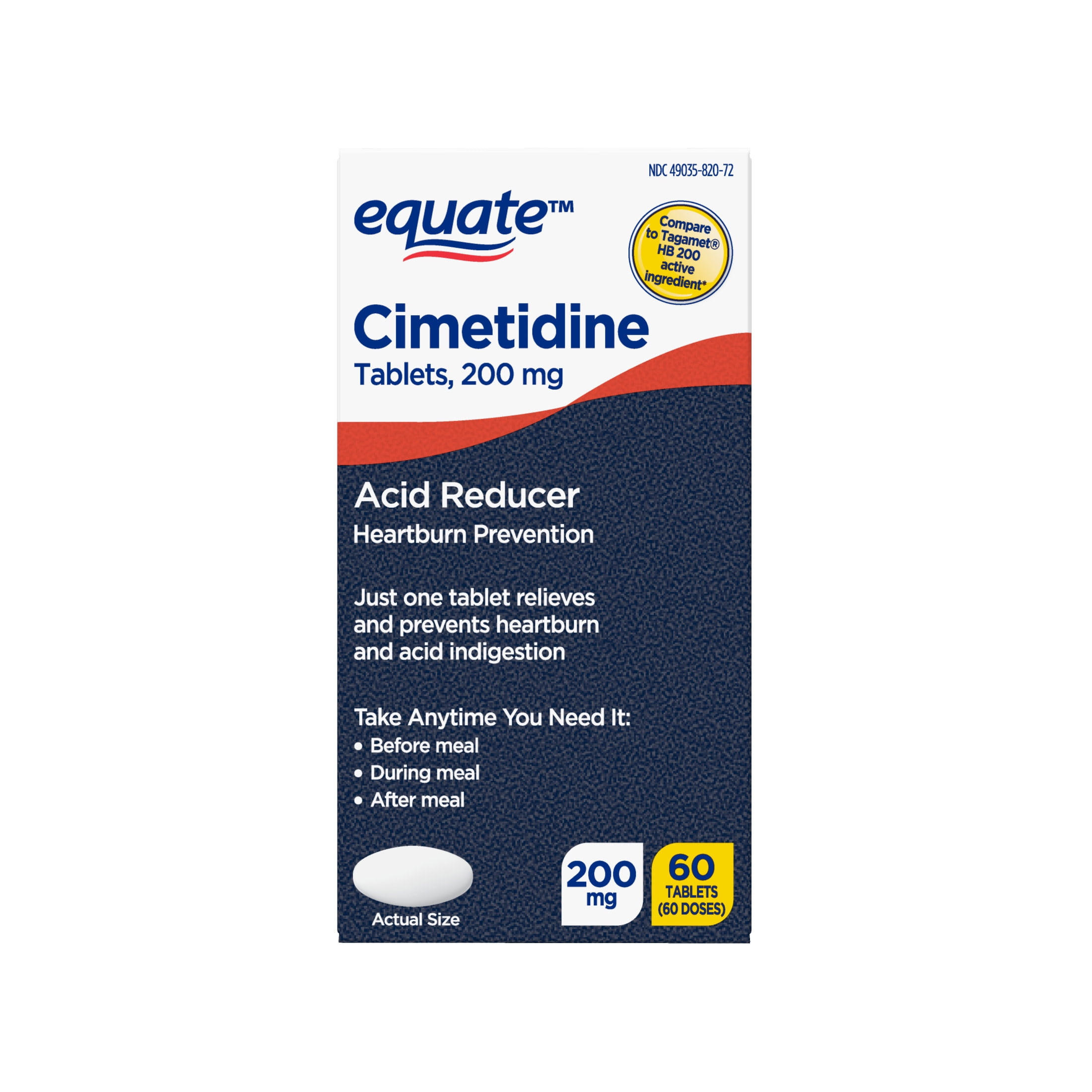Equate Cimetidine Tablets 200 mg, Acid Reducer,60 Count - Walmart.com
