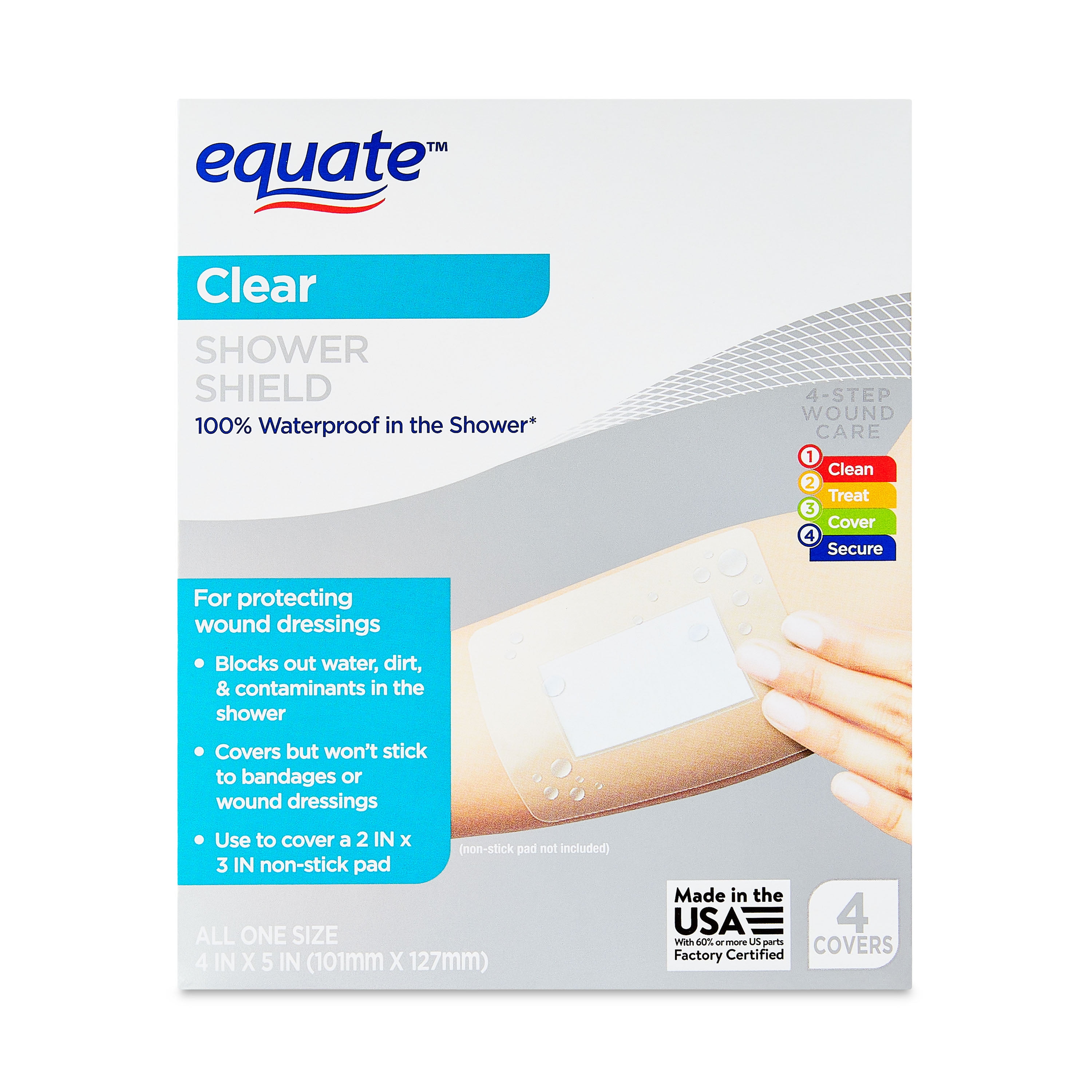 Equate Waterproof Shower Shields Set of 4 Protect Wound Dressings from ...