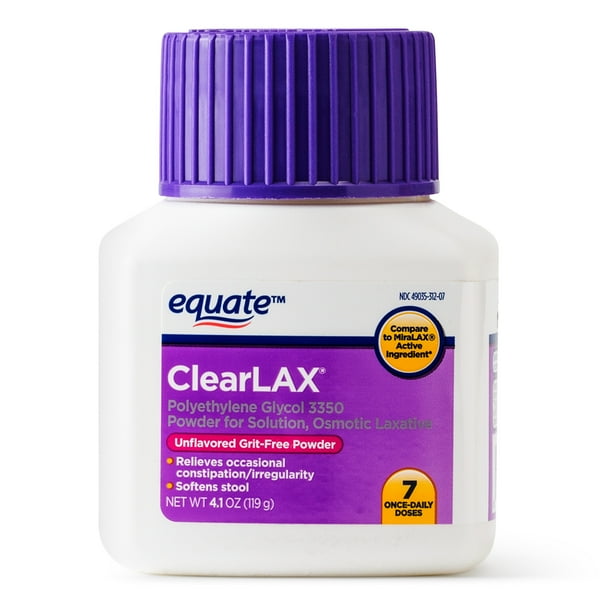 Equate ClearLAX Laxative Unflavored Grit-Free Powder, 4.1 Oz, 7 Ct ...