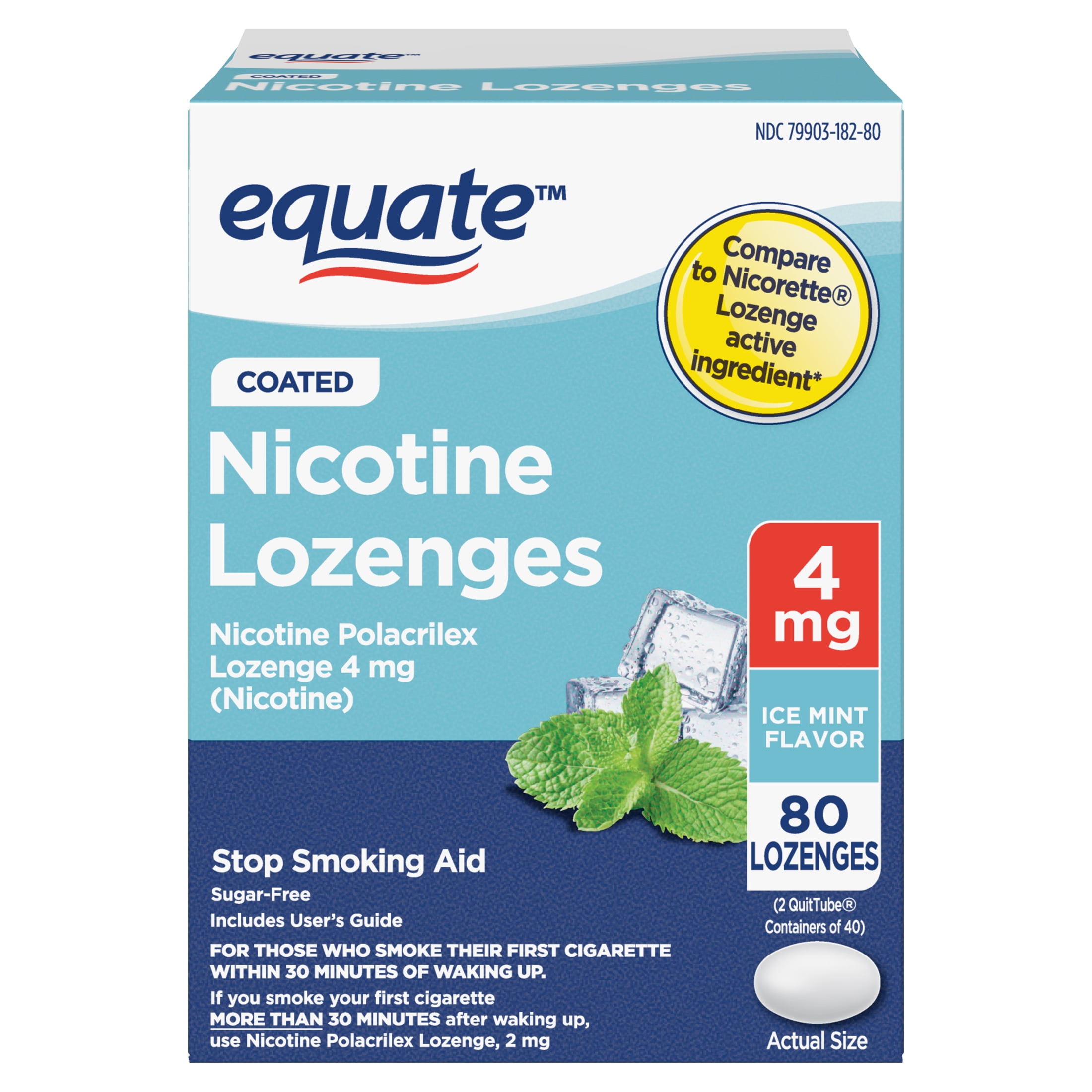 Equate Coated Nicotine Polacrilex Lozenges, Stop Smoking Aid, 4 mg, Ice ...