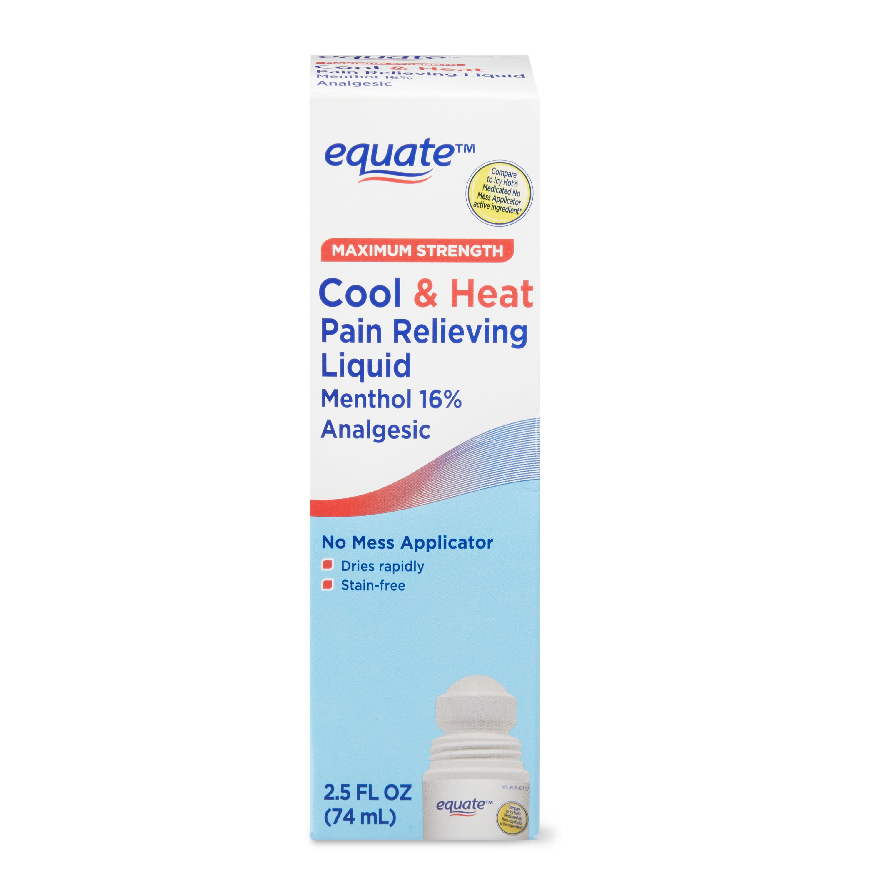 Equate Cold & Heat Pain Relieving Menthol 16% Analgesic Roll-On Liquid ...