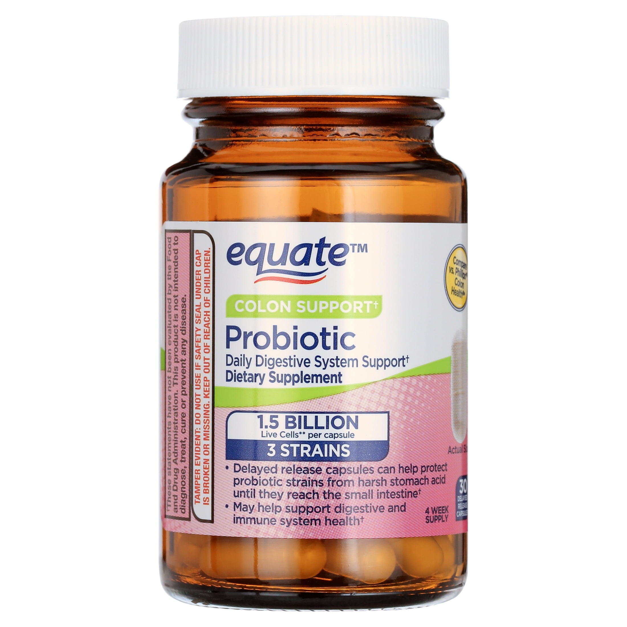 Equate Colon Support Probiotic Supplement for Digestive Health, 30 ...