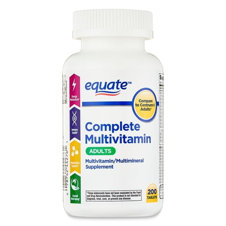 Equate Complete Multivitamin/Multimineral Supplement Tablets, Adults 50 ...