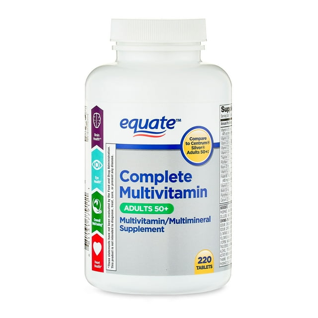 Equate Complete Multivitamin/Multimineral Supplement Tablets, Adults 50 ...
