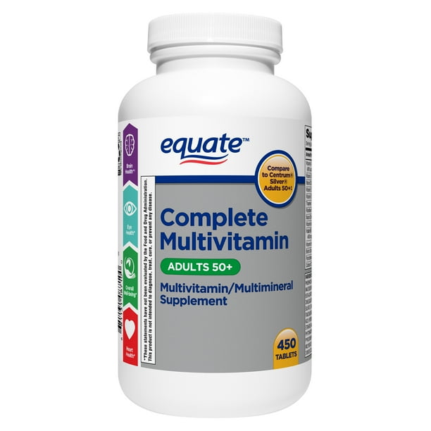 Equate Complete Multivitamin/Multimineral Supplement Tablets, Adults 50 ...