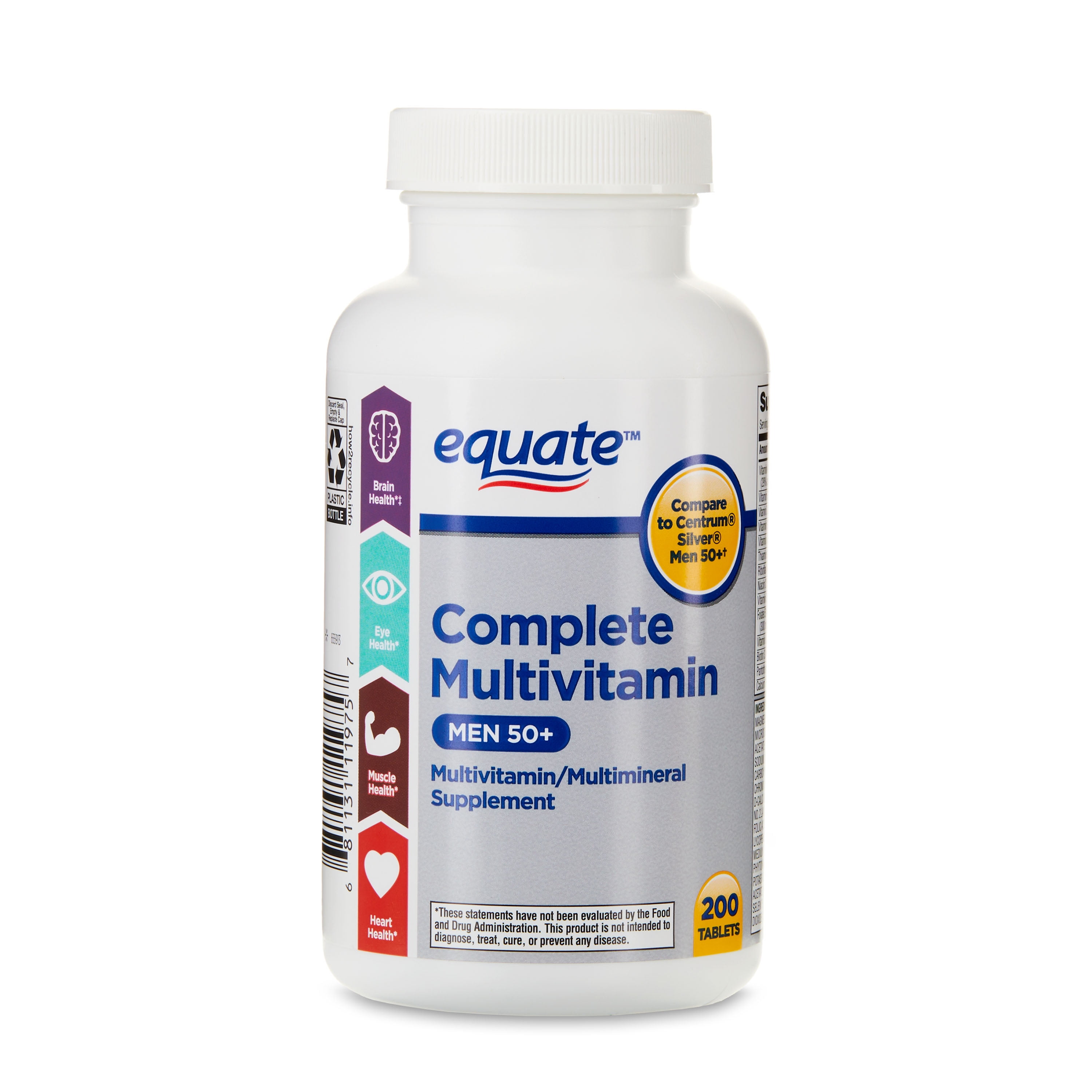 Equate Complete Multivitamin/Multimineral Supplement Tablets, Men 50 ...