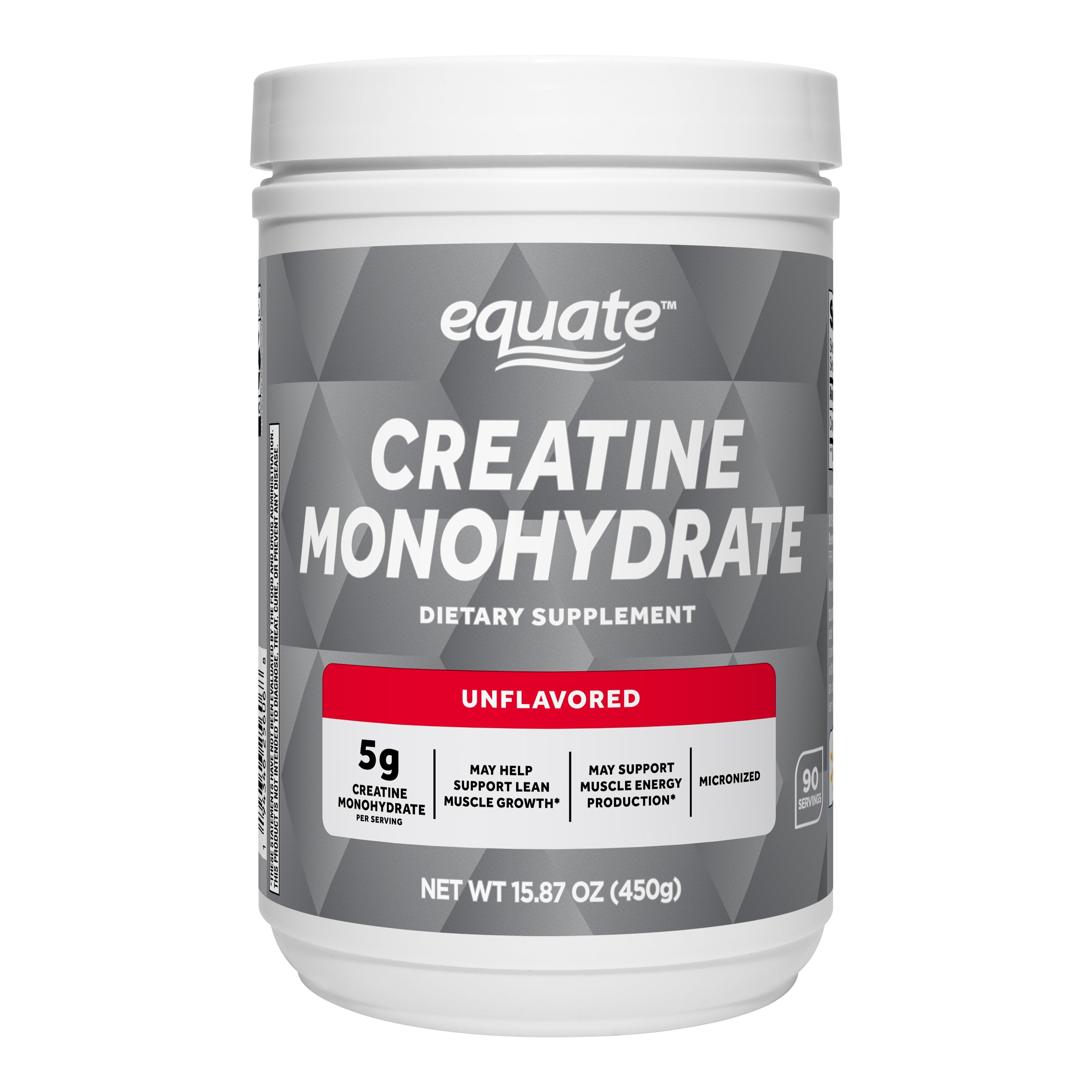 Equate Creatine Monohydrate Dietary Supplement, Unflavored, 5 g, 15.87 ...