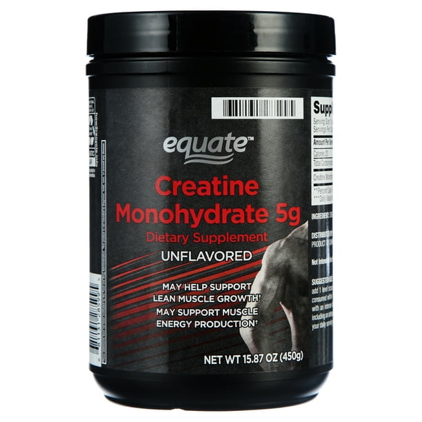 Equate Creatine Monohydrate Dietary Supplement, Unflavored, 5 g, 15.87 ...