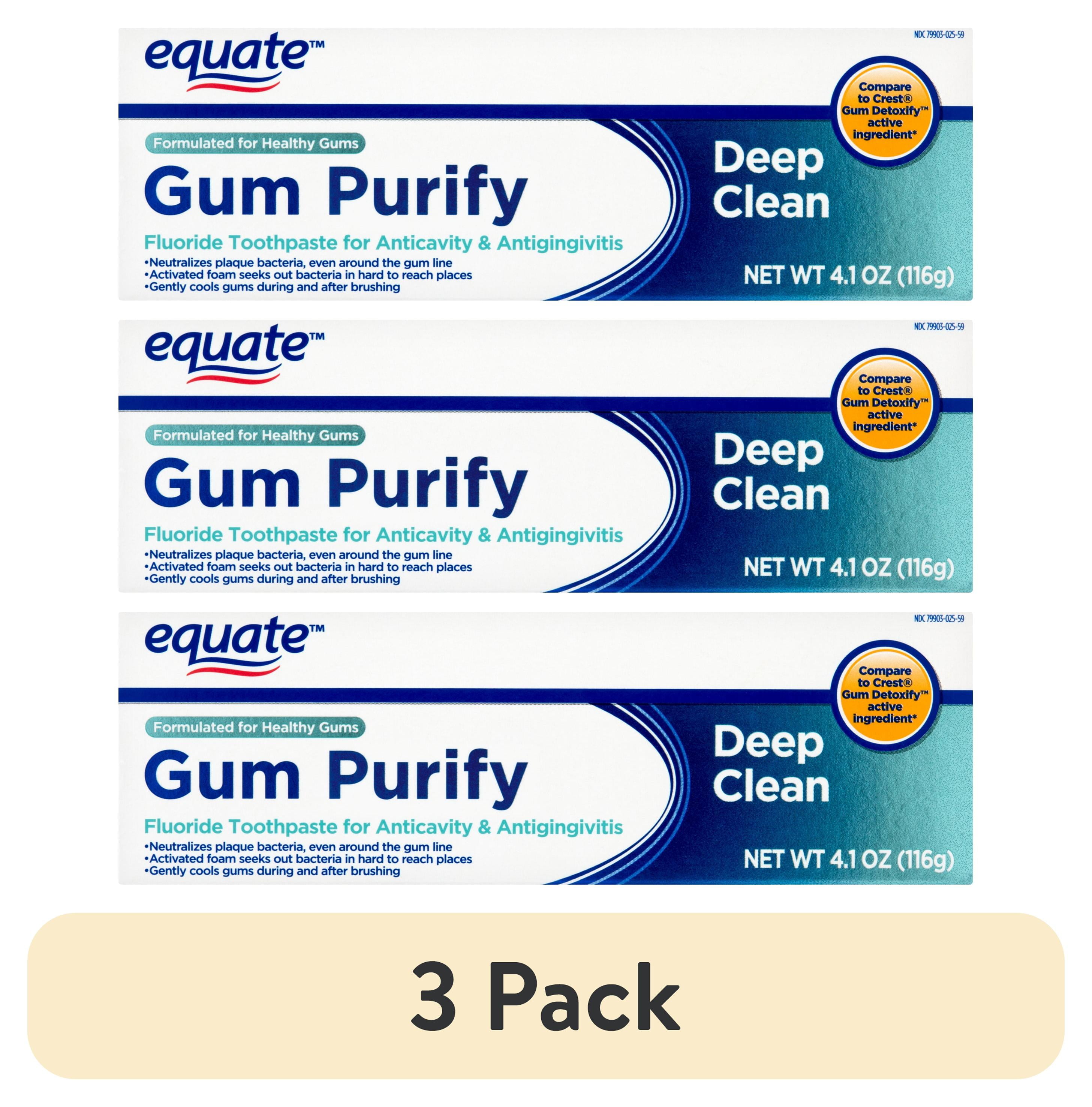 (3 pack) Equate Deep Clean Gum Purify Toothpaste with Fluoride, 4.1 oz ...