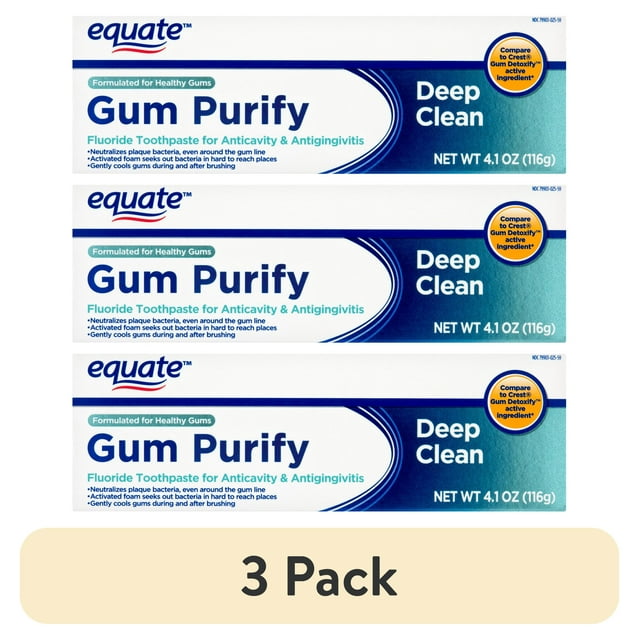 (3 pack) Equate Deep Clean Gum Purify Toothpaste with Fluoride, 4.1 oz ...