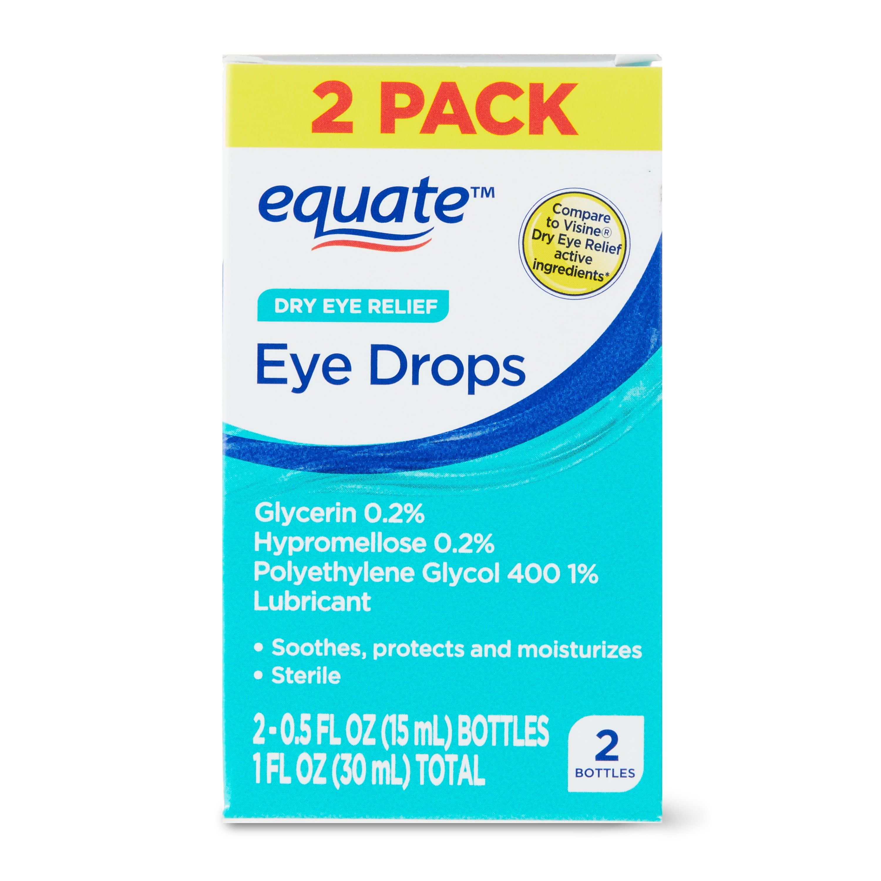 Equate Dry Eye Relief, 0.5 fl oz, 2 Count HSA/FSA Eligible - Walmart.com
