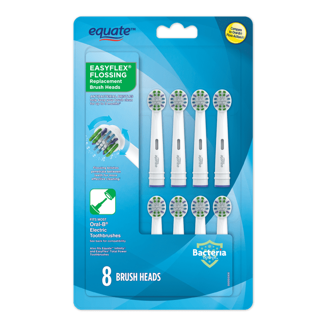 Equate EasyFlex Flossing Replacement Toothbrush Heads with Bacteria ...