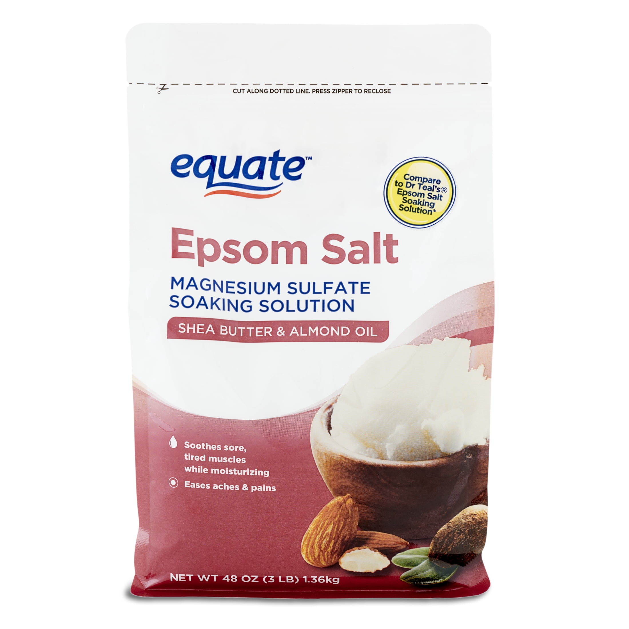 Equate Epsom Salt, Shea Butter & Almond Oil, 3 lbs, Compare to Dr Teal ...