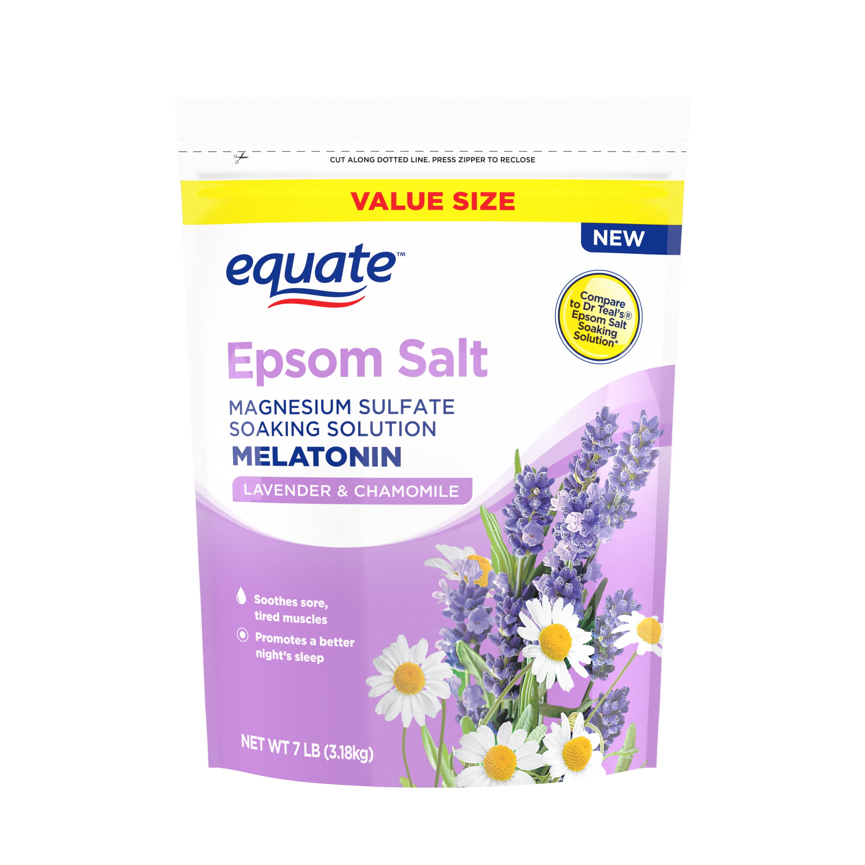 Equate Epsom Salt Bath Soak, Melatonin, 7 lb, Value Pack, Sleep Support ...
