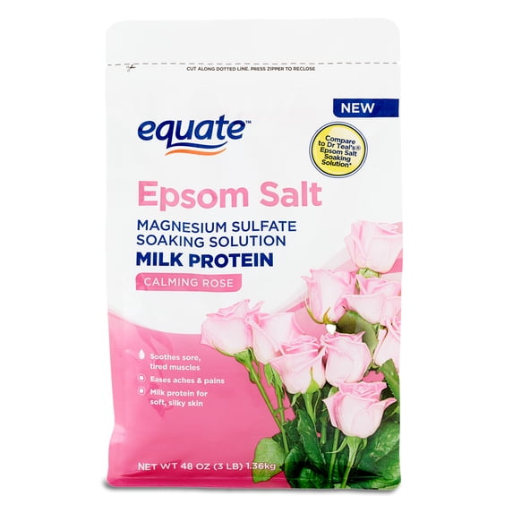 Equate Epsom Salt Soaking Solution with Milk Protein, Calming Rose, 3 ...