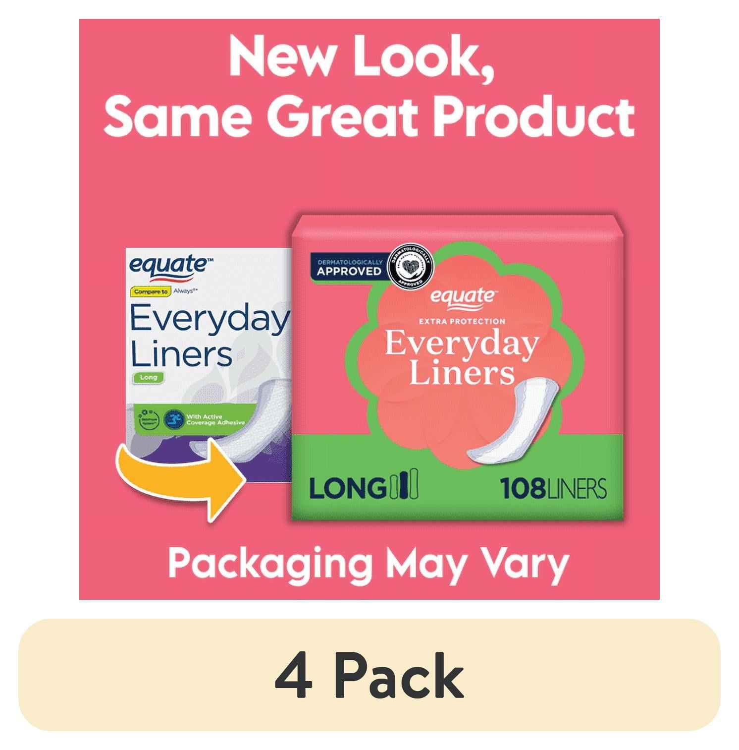 (4 pack) Equate Everyday Liners, Long, Unscented (108 Count) - Walmart.com