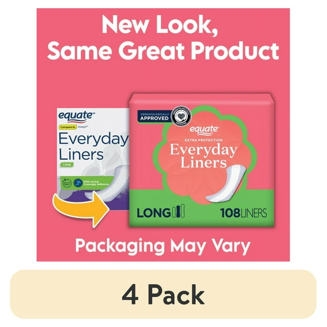 (4 pack) Equate Everyday Liners, Long, Unscented (108 Count) - Walmart.com