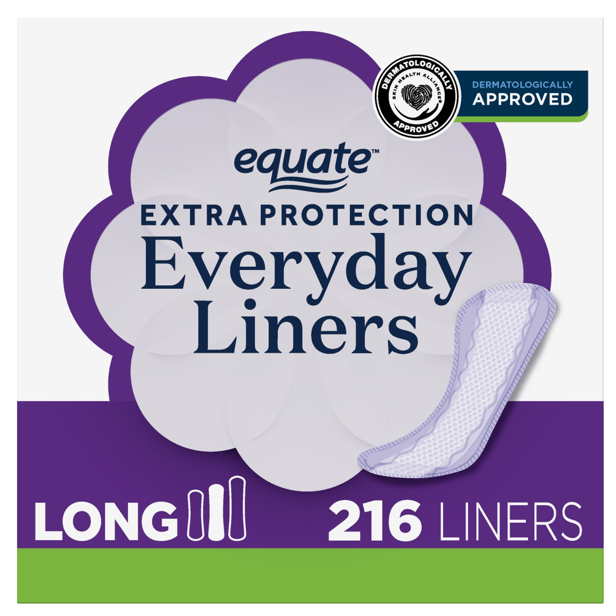 Equate Extra Protection Everyday Panty Liners, Long Length, Unscented ...