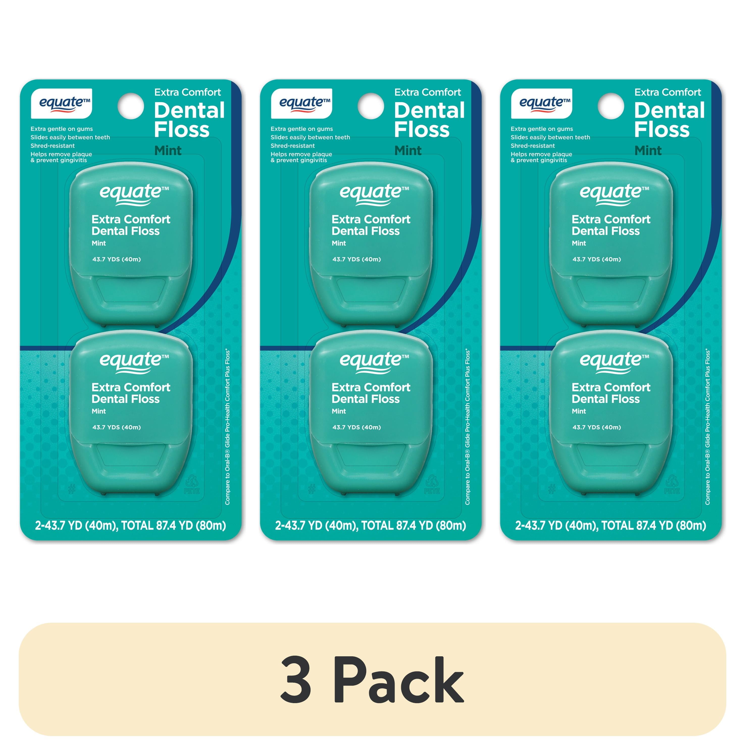 (3 pack) Equate Extra Comfort Mint Waxed Dental Floss for Adults, Shred ...