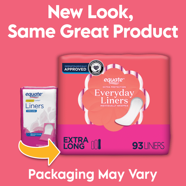 Equate Extra Protection Everyday Liners, Size Extra Long (93 Count ...