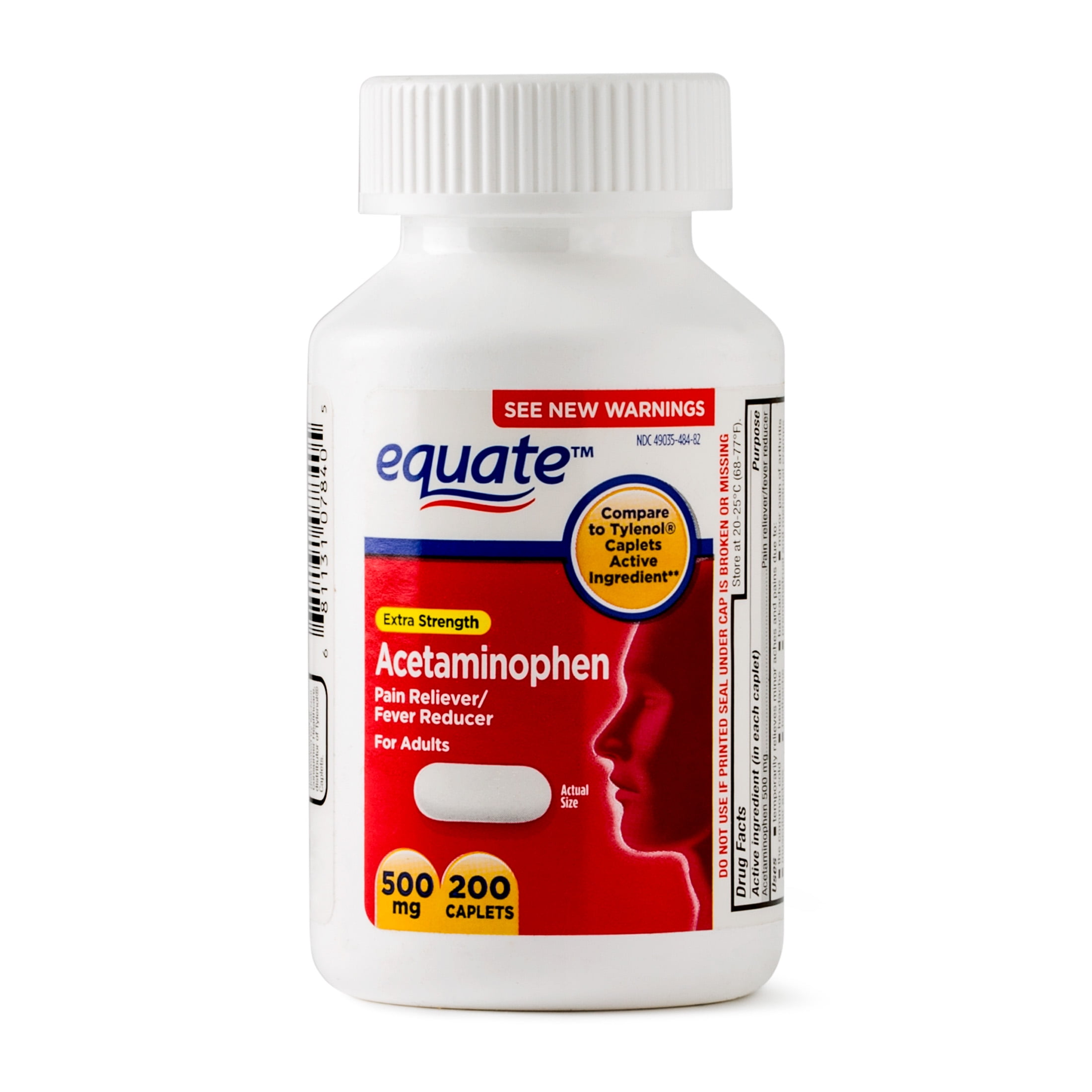 Equate Extra Strength Acetaminophen Caplets, 500 mg, 200 Count HSA/FSA ...